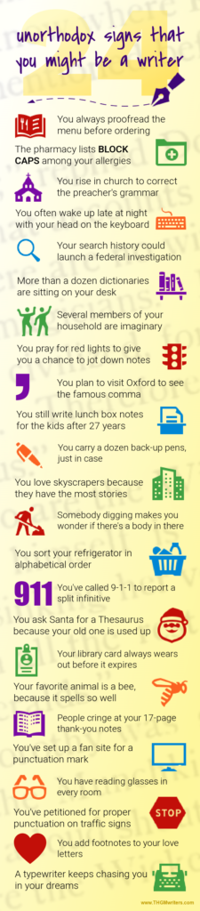Infographic – 24 unorthodox signs that you might be a writer